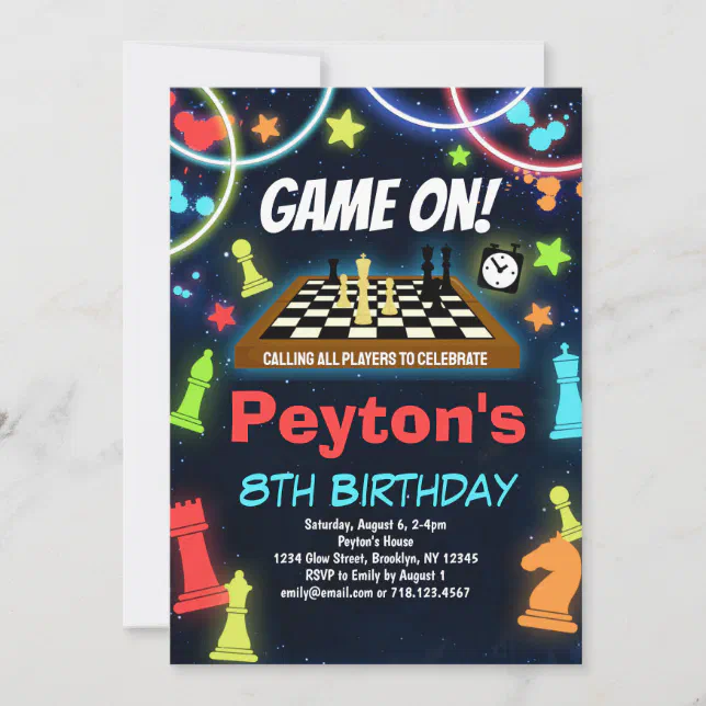 Kids Chess Birthday Party Invitation | Zazzle