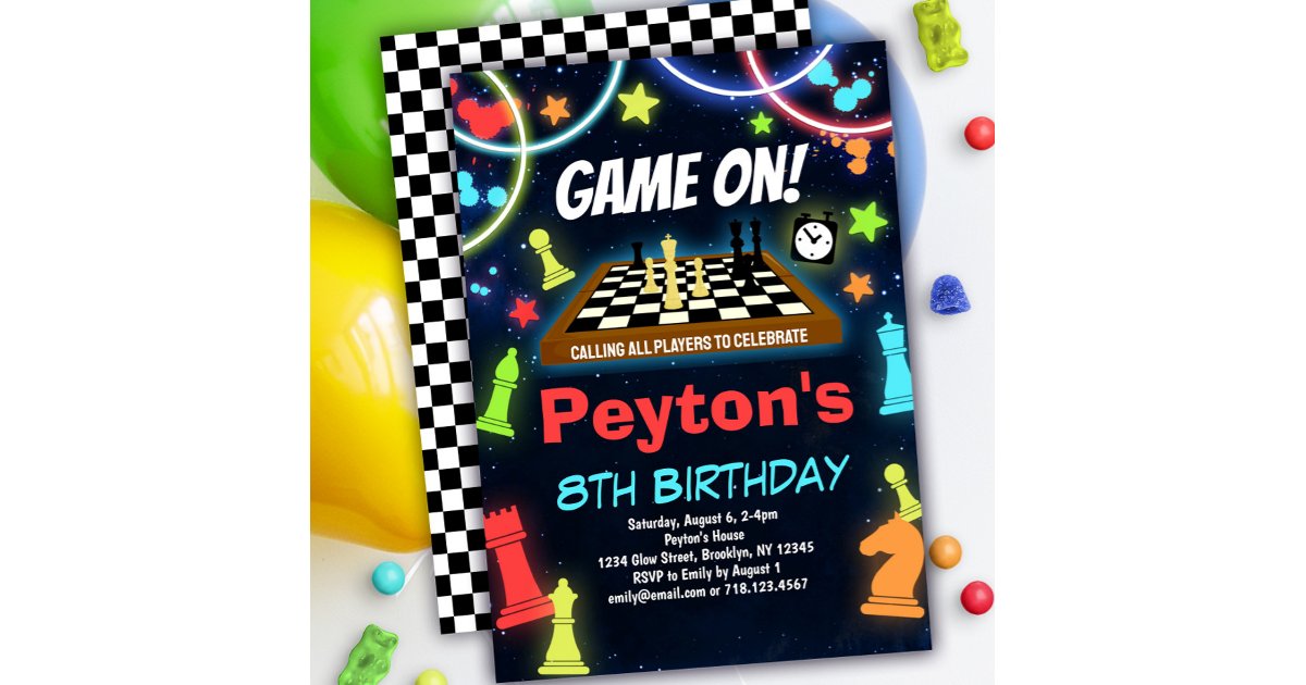 Kids Chess Birthday Party Invitation | Zazzle