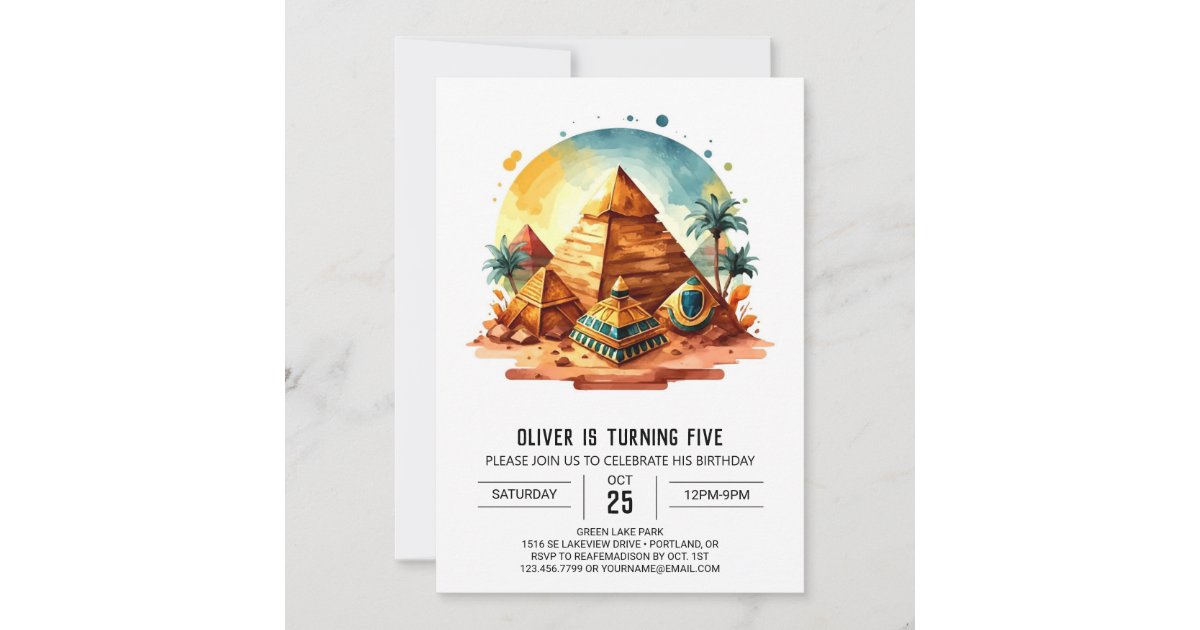 Kids Chic Custom Pyramids Birthday Invitation | Zazzle