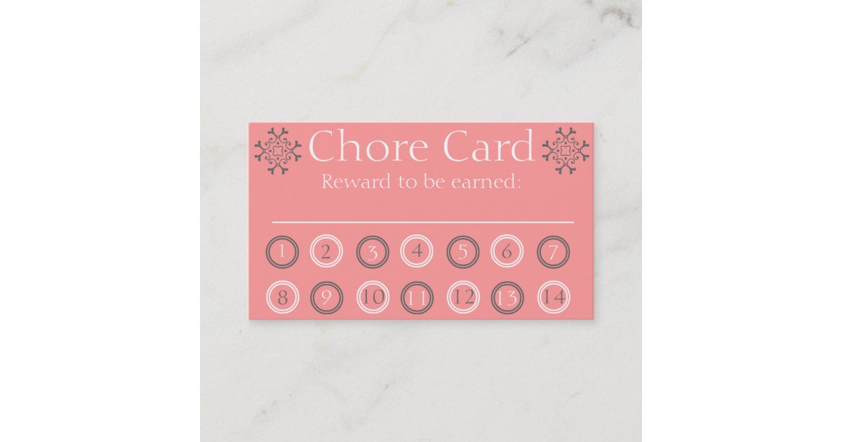Kids chore punch card | Zazzle