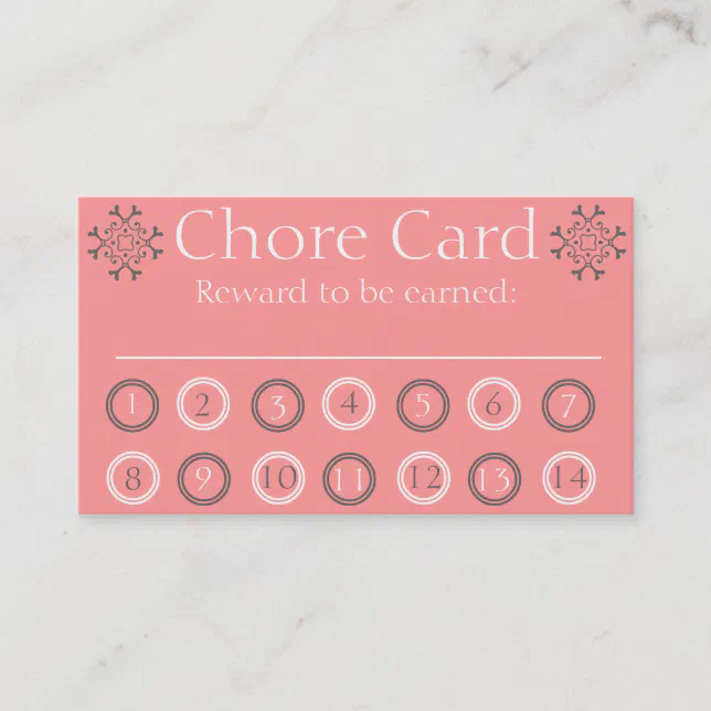 Kids chore punch card | Zazzle