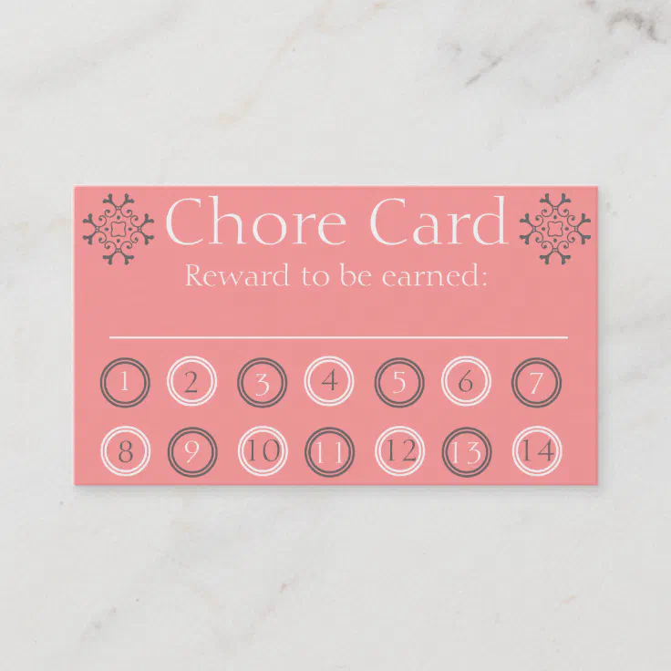Kids chore punch card | Zazzle