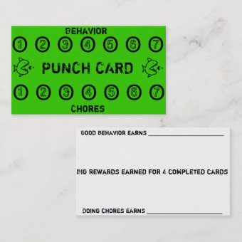 Kids Chore Punch Cards | Zazzle