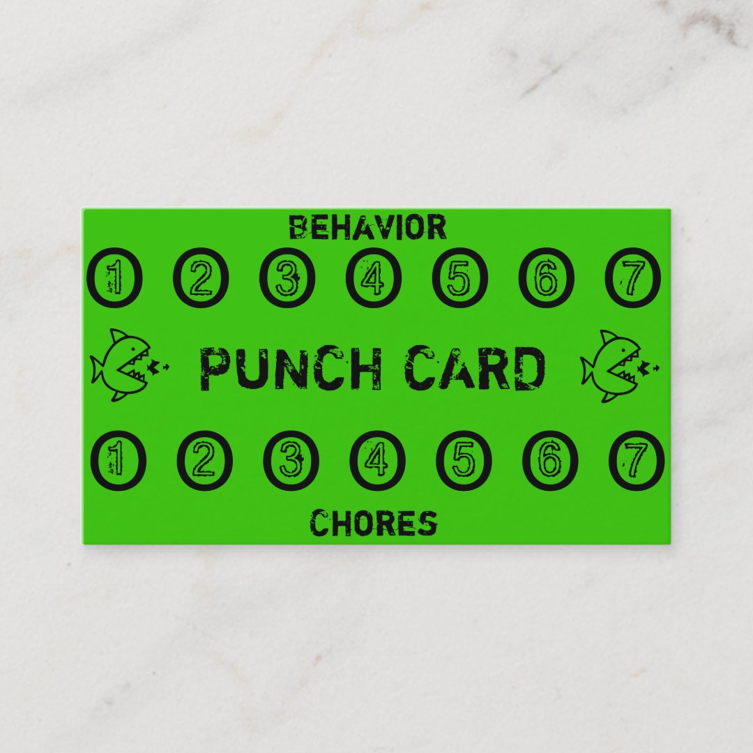Kids Chore Punch Cards | Zazzle