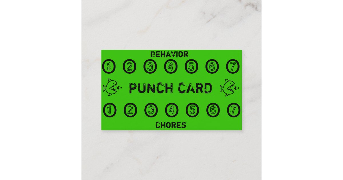 Kids Chore Punch Cards | Zazzle