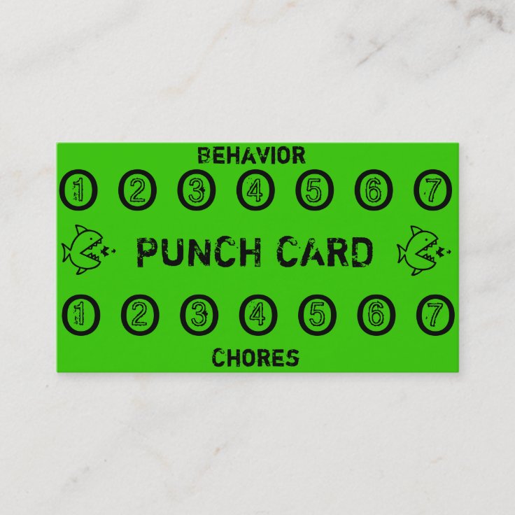Kids Chore Punch Cards | Zazzle