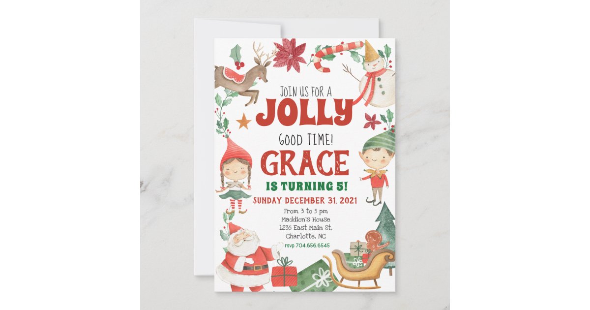 Kids Christmas Birthday Invitation, Invitation | Zazzle