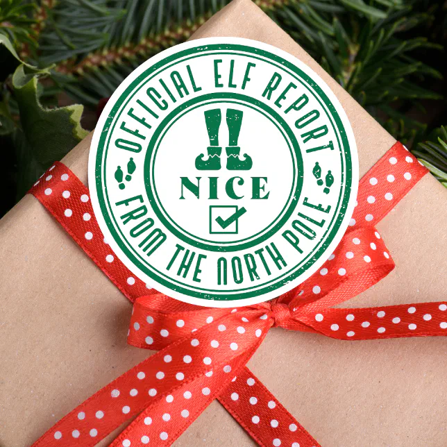 Kids Christmas Elf Nice Square Sticker | Zazzle