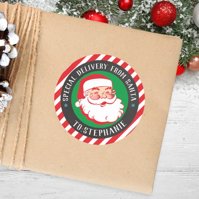 Kids Christmas Special Delivery From Santa Classic Round Sticker | Zazzle