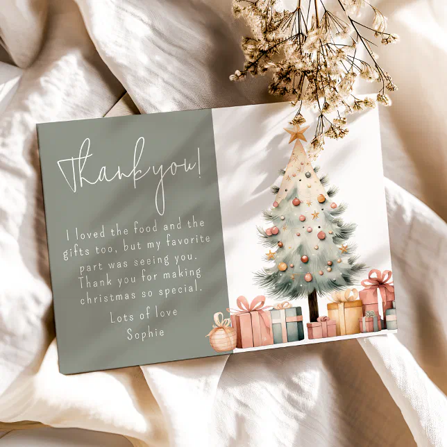 Kids Christmas Tree Thank You Card | Zazzle