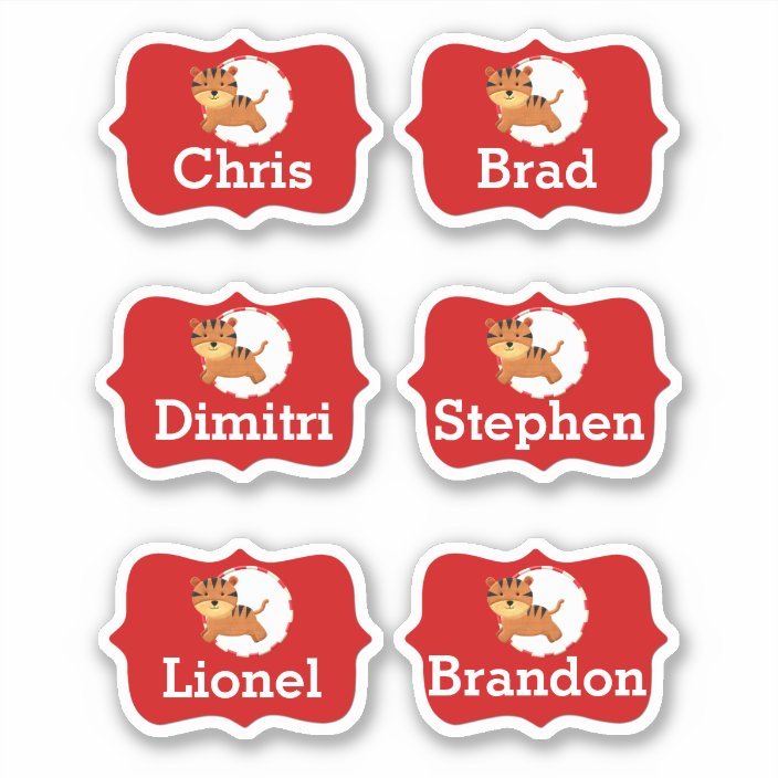 Kids circus carnival birthday party favor names sticker | Zazzle.com