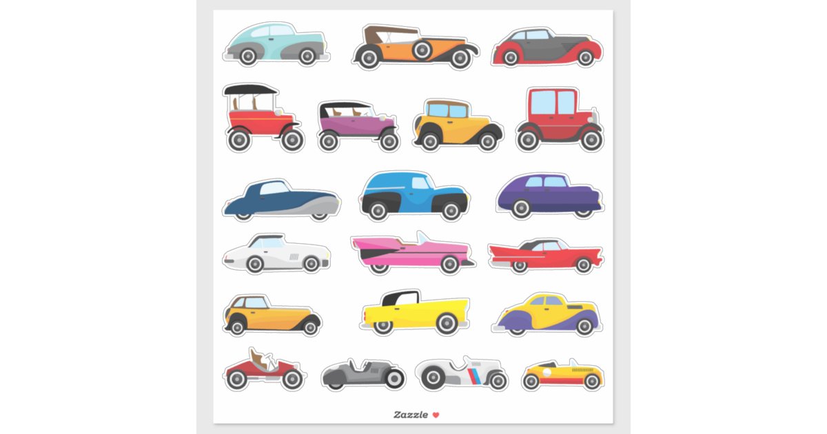 Kids Classic Cars Sticker | Zazzle