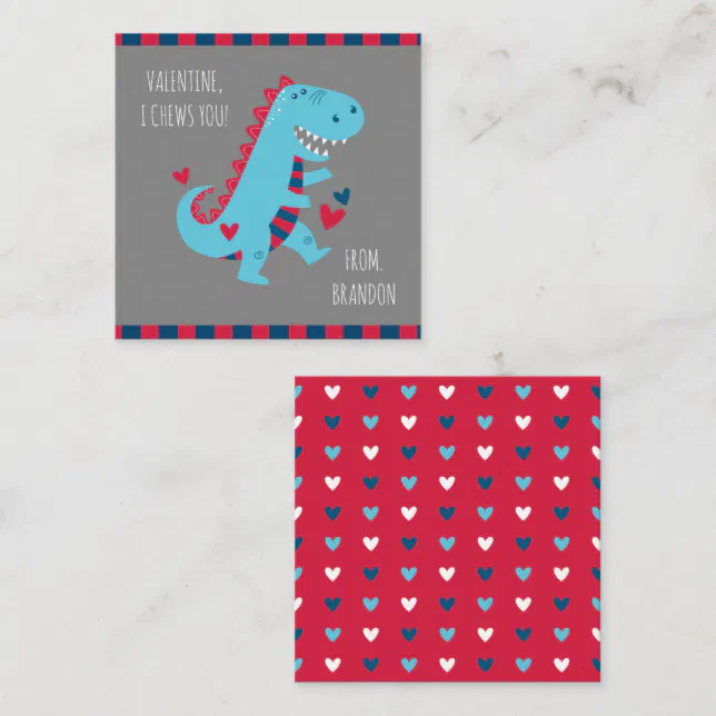 Kids Classroom Dinosaur Valentines Note Card | Zazzle