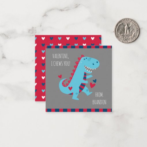 Kids Classroom Dinosaur Valentines Note Card | Zazzle