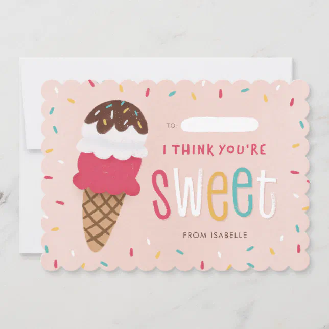 Kids Classroom Valentine with Ice Cream Sprinkles Thank You Card | Zazzle