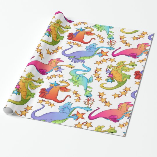 Kids Colorful Dragons Gift Wrapping paper | Zazzle.com
