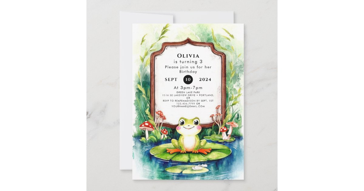Kids Colorful Frog Birthday Invitation | Zazzle