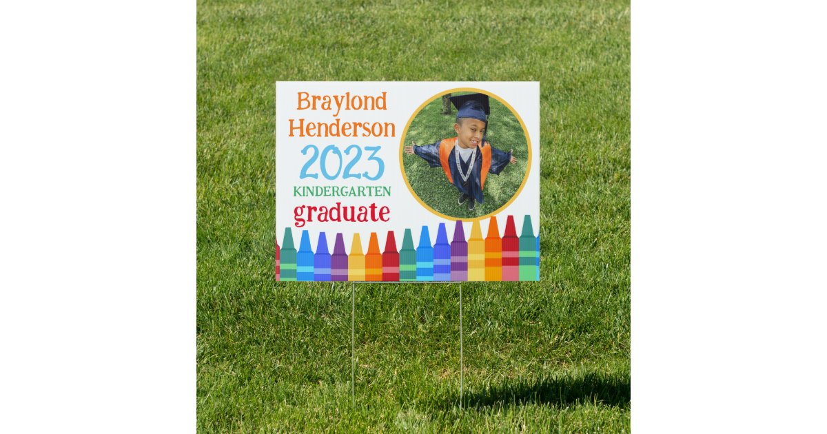 Kids Colorful Photo Elementary School Graduation Sign | Zazzle