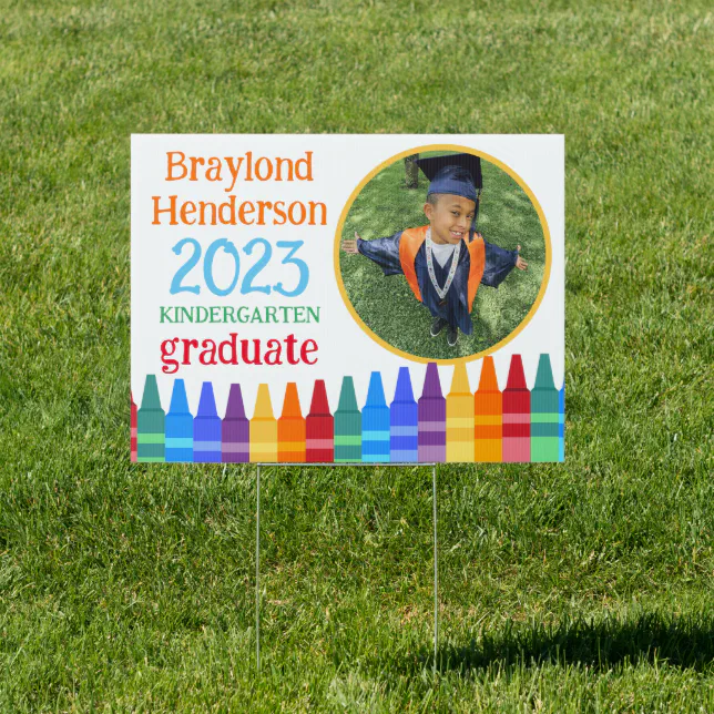Kids Colorful Photo Elementary School Graduation Sign | Zazzle