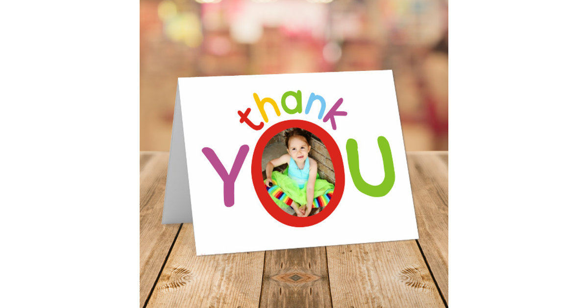 Kid's Colorful Photo Thank You Card | Zazzle