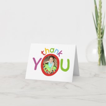 Kid's Colorful Photo Thank You Card | Zazzle