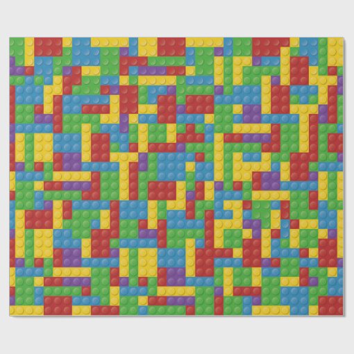 Kids Colorful Plastic Blocks Wrapping Paper | Zazzle