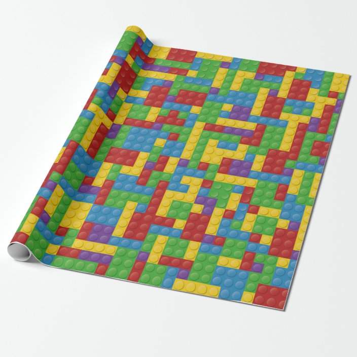 Kids Colorful Plastic Blocks Wrapping Paper | Zazzle.com