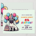 Kids Colorful Pug Theme Birthday Invitation | Zazzle