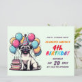 Kids Colorful Pug Theme Birthday Invitation | Zazzle