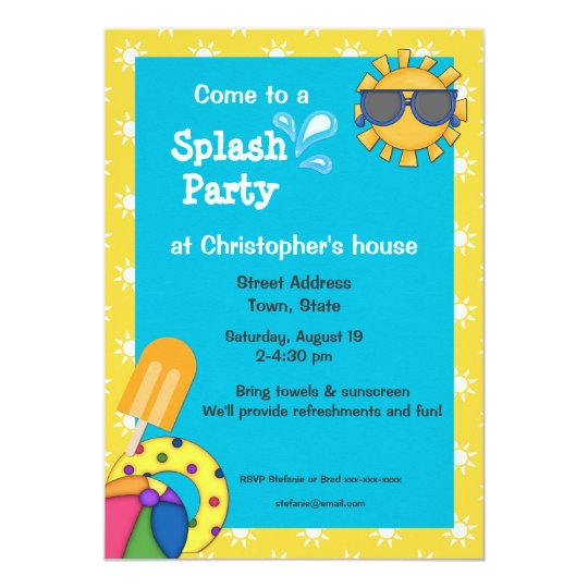 Kids' Colorful Splash Party Invitation | Zazzle.com
