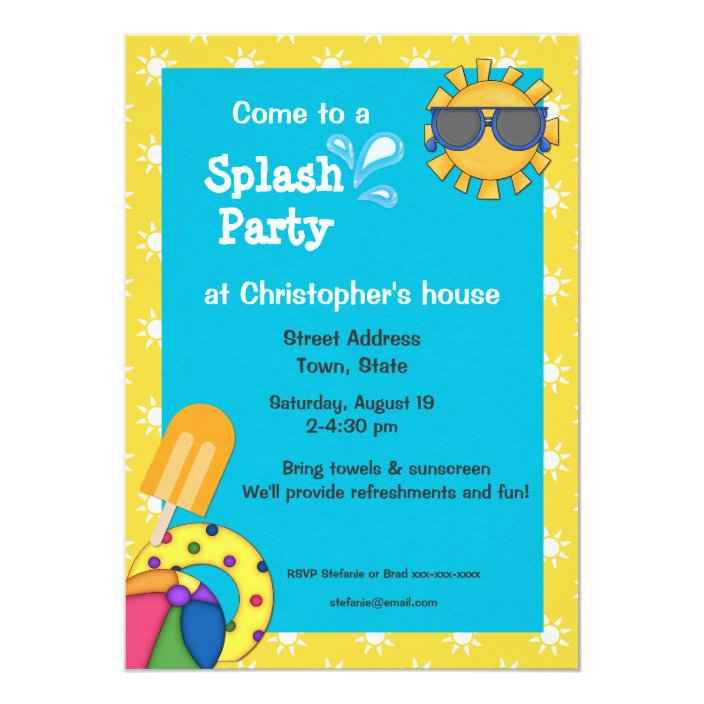 Kids' Colorful Splash Party Invitation | Zazzle.com