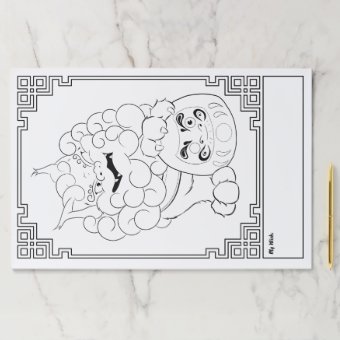 Kids Coloring Activity - Foo Dog & Daruma Doll Paper Pad | Zazzle