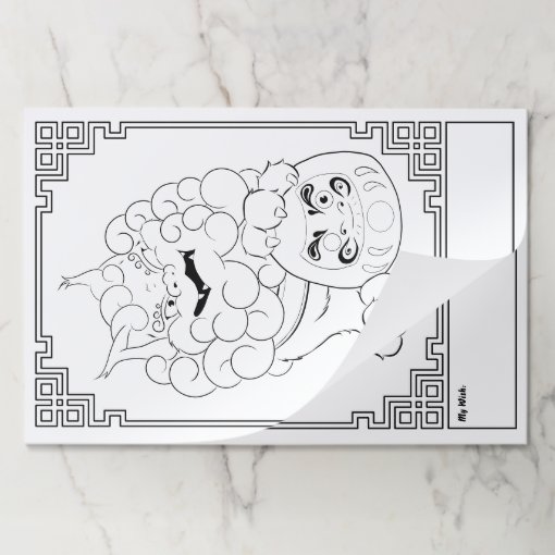 Kids Coloring Activity - Foo Dog & Daruma Doll Paper Pad | Zazzle