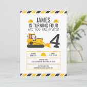 Kids Construction Bulldozer Birthday Party Invitation | Zazzle