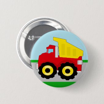 Kids Construction Dumptruck Pinback Button | Zazzle