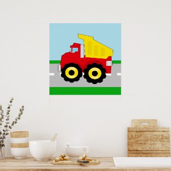 Kids Construction Dumptruck Poster | Zazzle