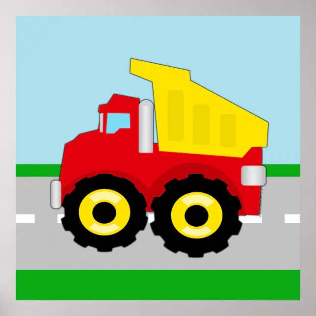 Kids Construction Dumptruck Poster | Zazzle