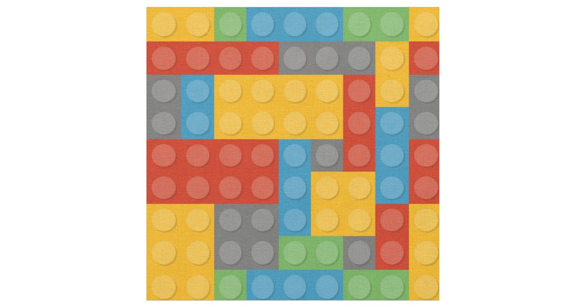 Kids Construction Toy Building Blocks Pattern Fabric | Zazzle