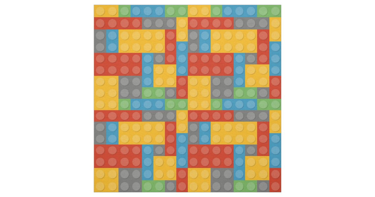 Kids Construction Toy Building Blocks Pattern Fabric | Zazzle