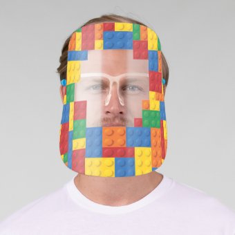 Kids Construction Toy Building Blocks Pattern Face Shield | Zazzle