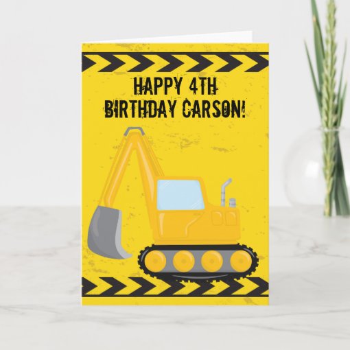 Kids Construction Vehicle Custom Happy Birthday Card | Zazzle