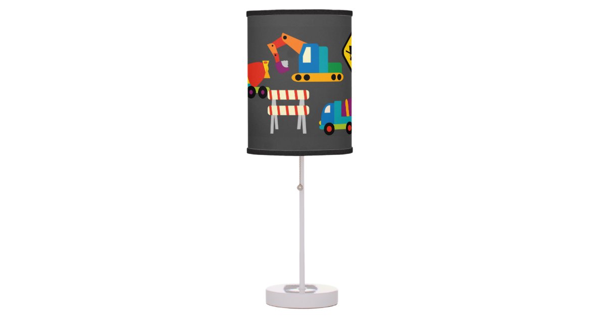 Kids Construction Vehicles Table Lamp | Zazzle