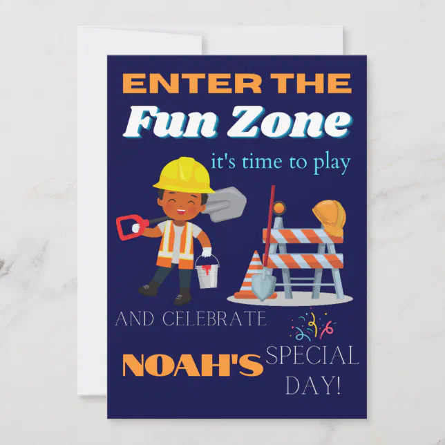 Kids Construction Work + Tools Birthday Invitation | Zazzle