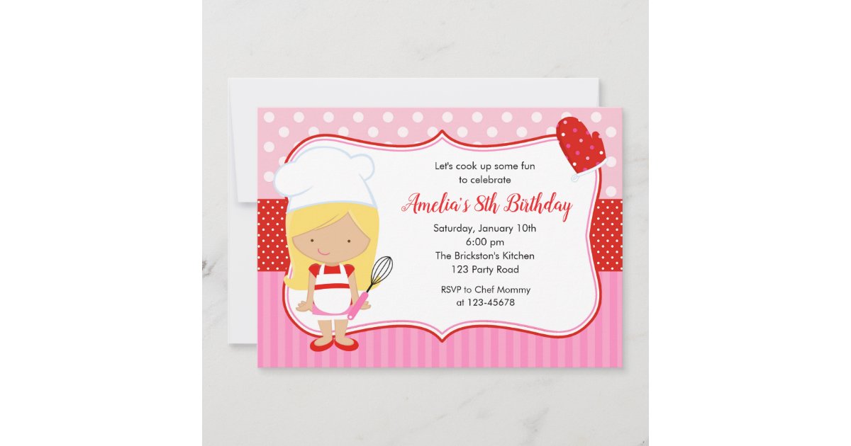 Kids Cooking Birthday Invitation (Baking) | Zazzle