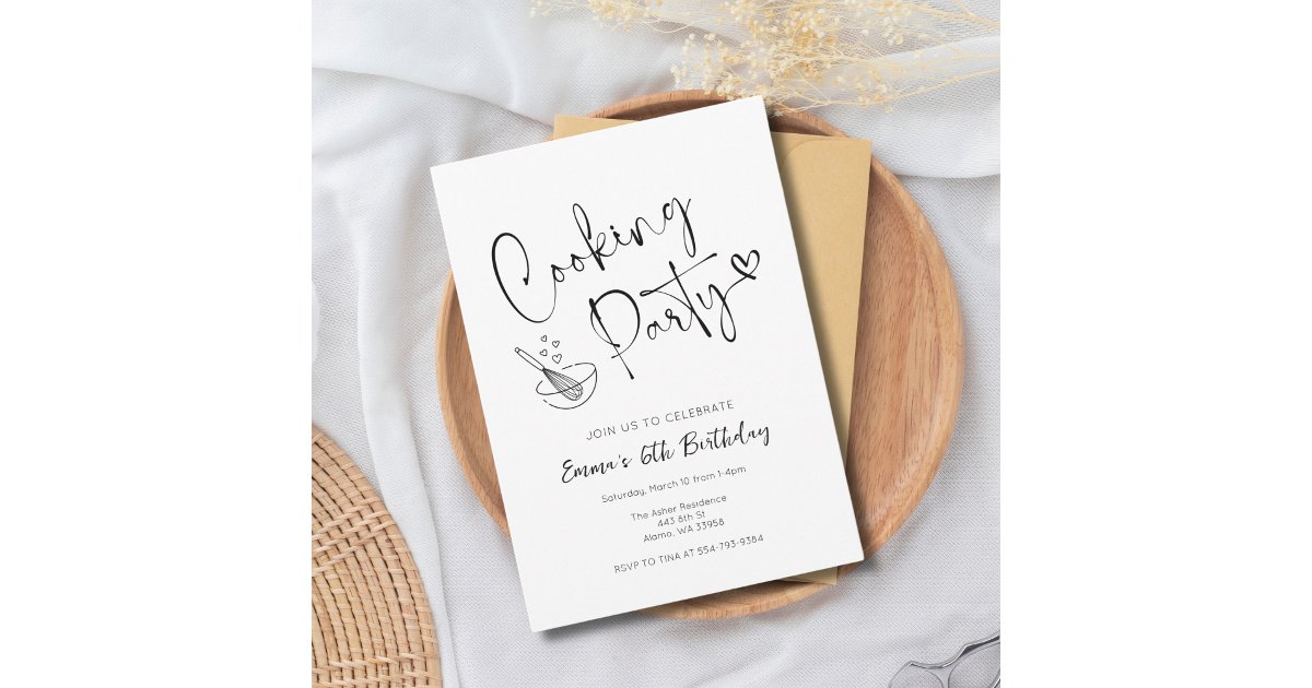 Kids Cooking Party Invitation Birthday Template | Zazzle