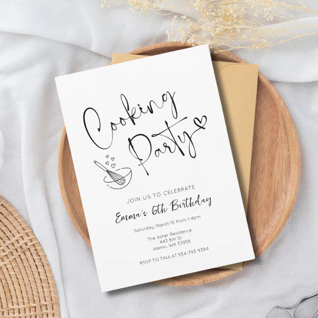 Kids Cooking Party Invitation Birthday Template | Zazzle