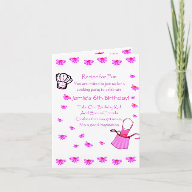 Kids Cooking Party Invitation Customize | Zazzle