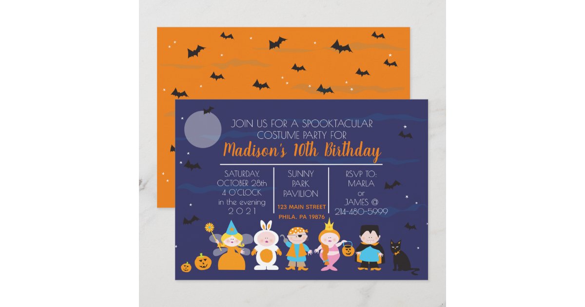 Kids Costume Birthday Party Halloween Invitation | Zazzle