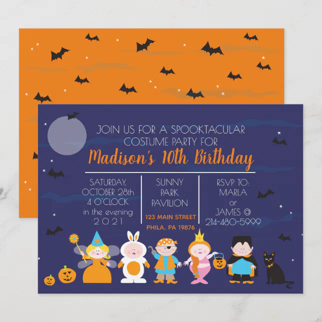 Kids Costume Birthday Party Halloween Invitation | Zazzle