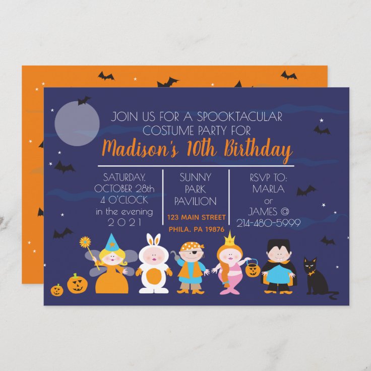 Kids Costume Birthday Party Halloween Invitation | Zazzle